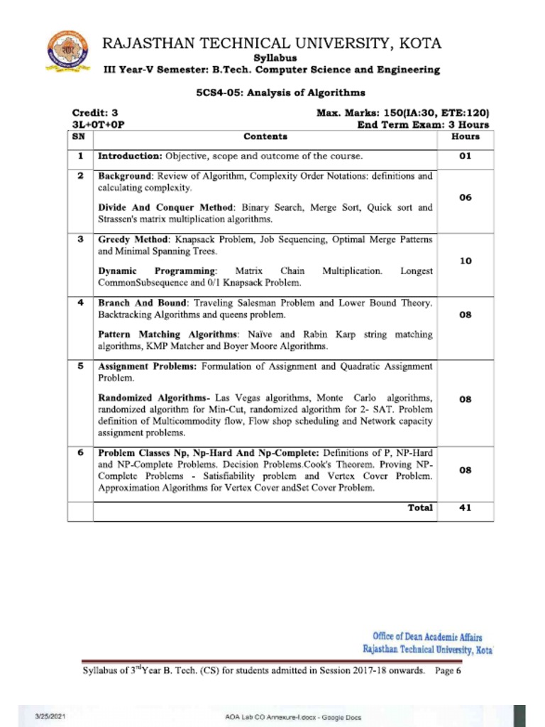 5CS4-05 Analysis of Algorithm Meenakshi-Nawal-rotated | PDF