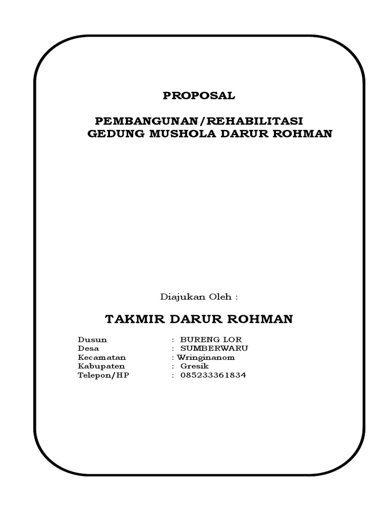 Proposal Hibah Pembangunan Mushola Gresik | PDF