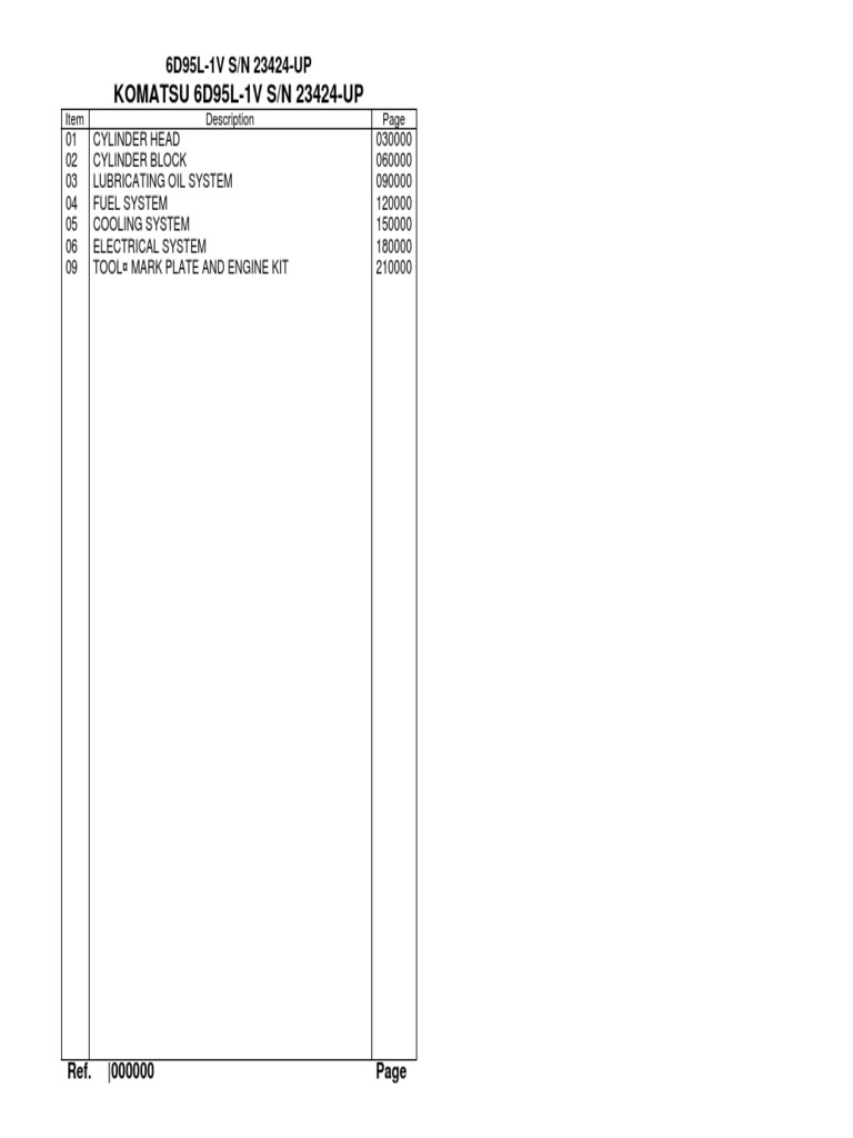 Komatsu 6D95L-1V Engine Parts List | PDF | Technology & Engineering