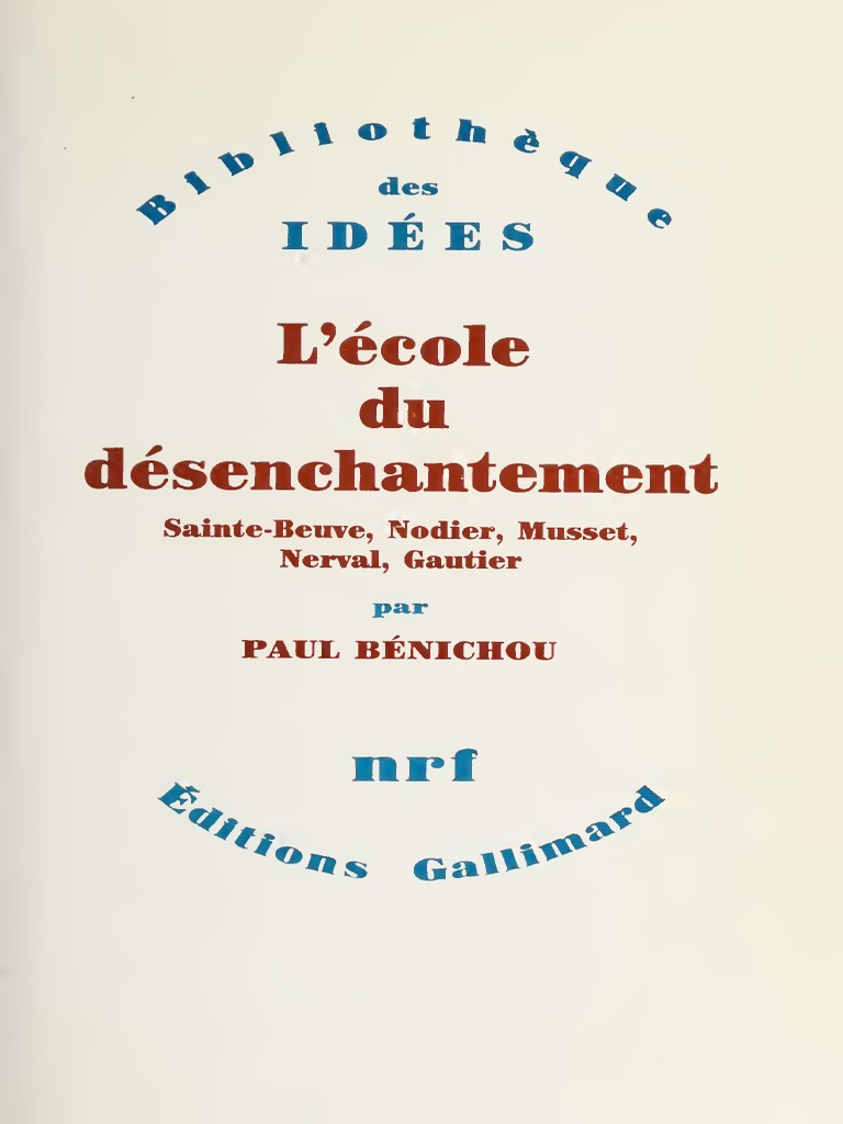 L École Du Désenchantement Sainte Beuve Nodier Annas Archive Zlib ...
