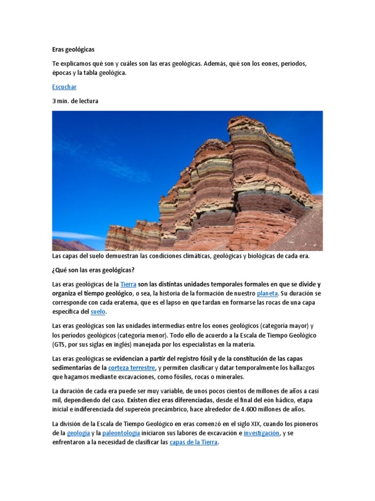 Eras Geológicas: Clasificación y Detalles | PDF | Escala de tiempo ...