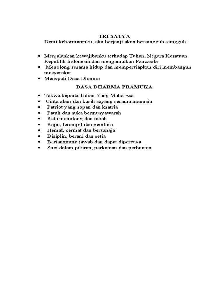 TRI SATYA Dasa Dharma | PDF