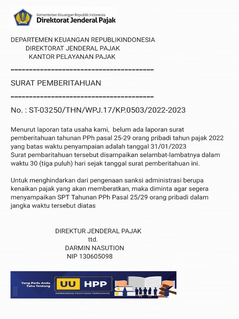 Surat Pemberitahuan Pajak - 230125 - 114153 | PDF