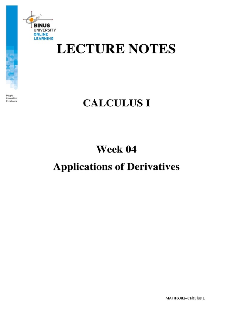 LN04 - Applications of Derivatives | PDF