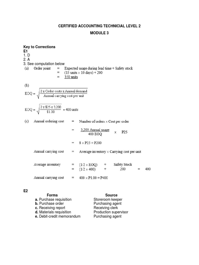 Key To Corrections - LEVEL 2 MODULE 3 | Download Free PDF | Cost Of ...