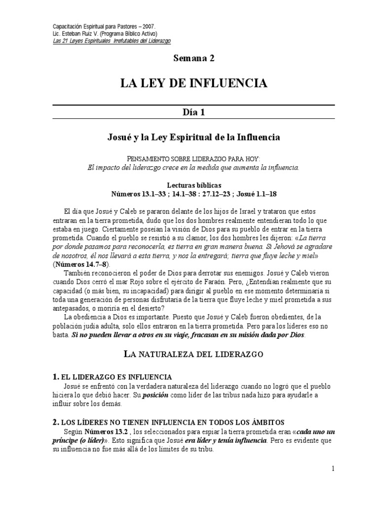 Semana 2-Ley de La Influencia | PDF | Joshua | Moisés
