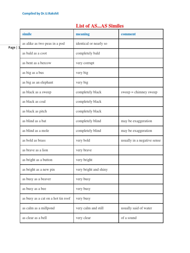 List of AS Simile | PDF