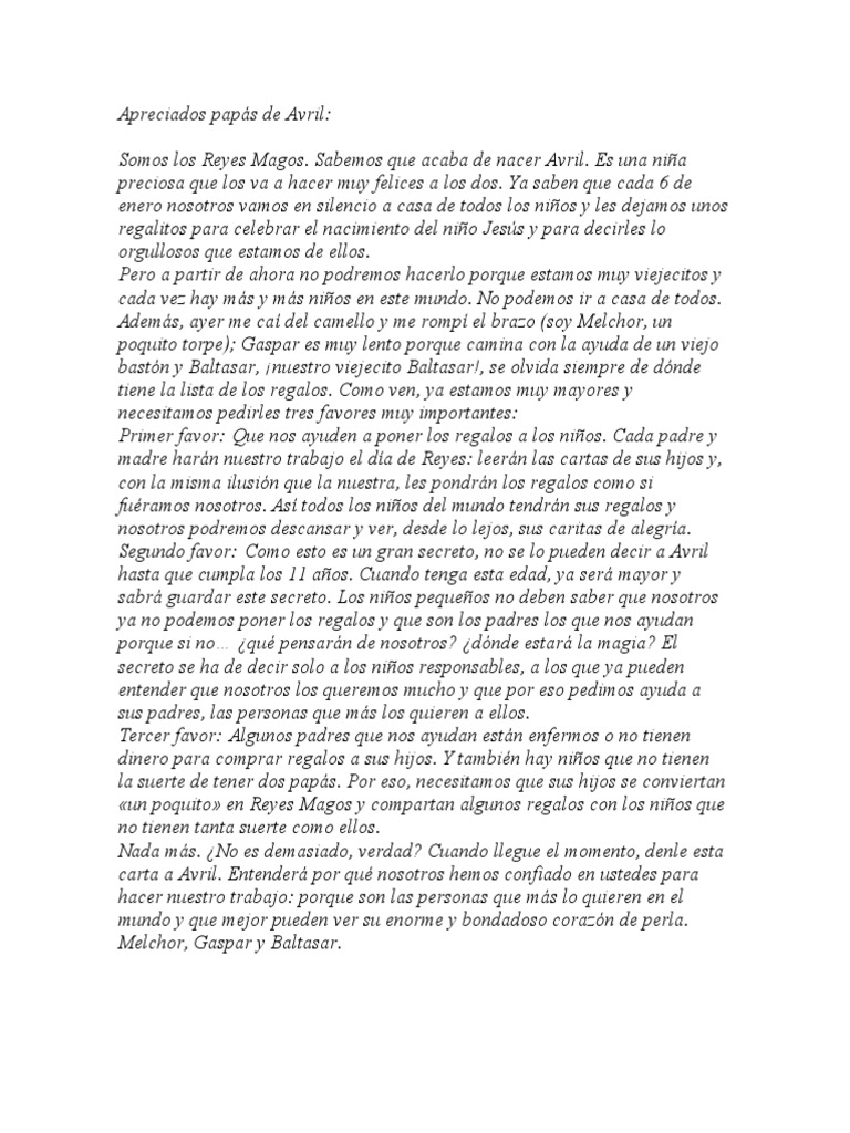 Carta De Los Reyes Magos Pdf