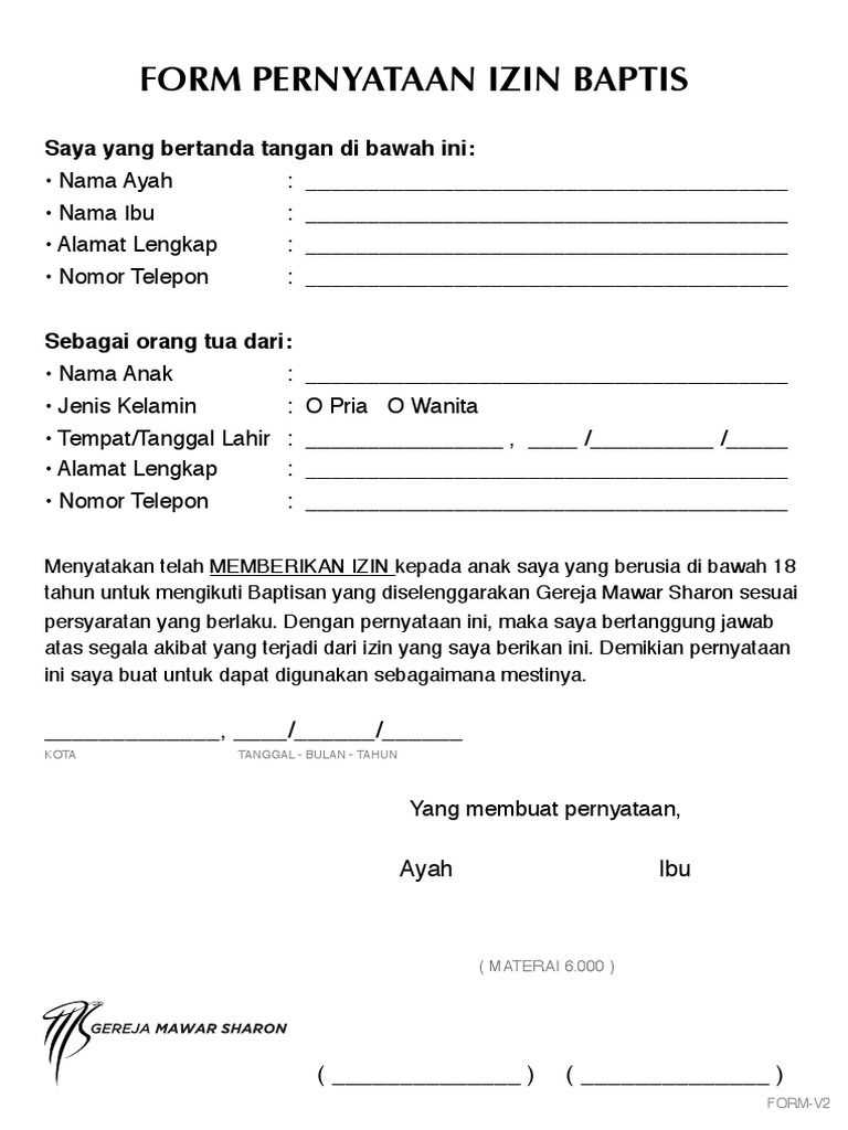 GMS Baptism Permission Form Ver 2 | PDF