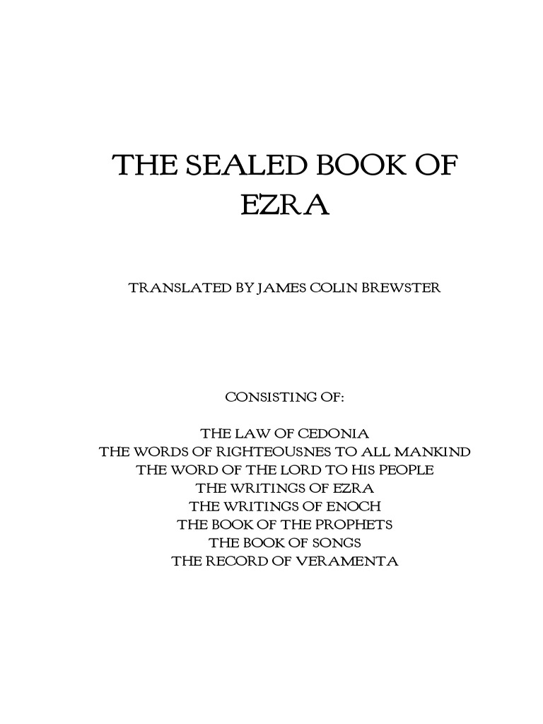The Sealed Book of Ezra | PDF | Elder (Christianity) | Prophet