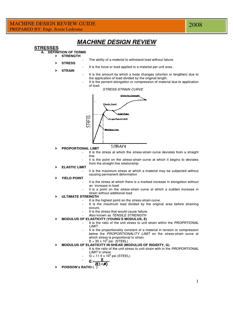 Machine Design Review Guide | PDF | Deformation (Engineering ...