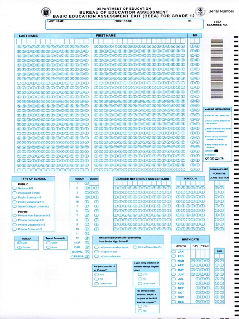 Sample Answer Sheet | PDF