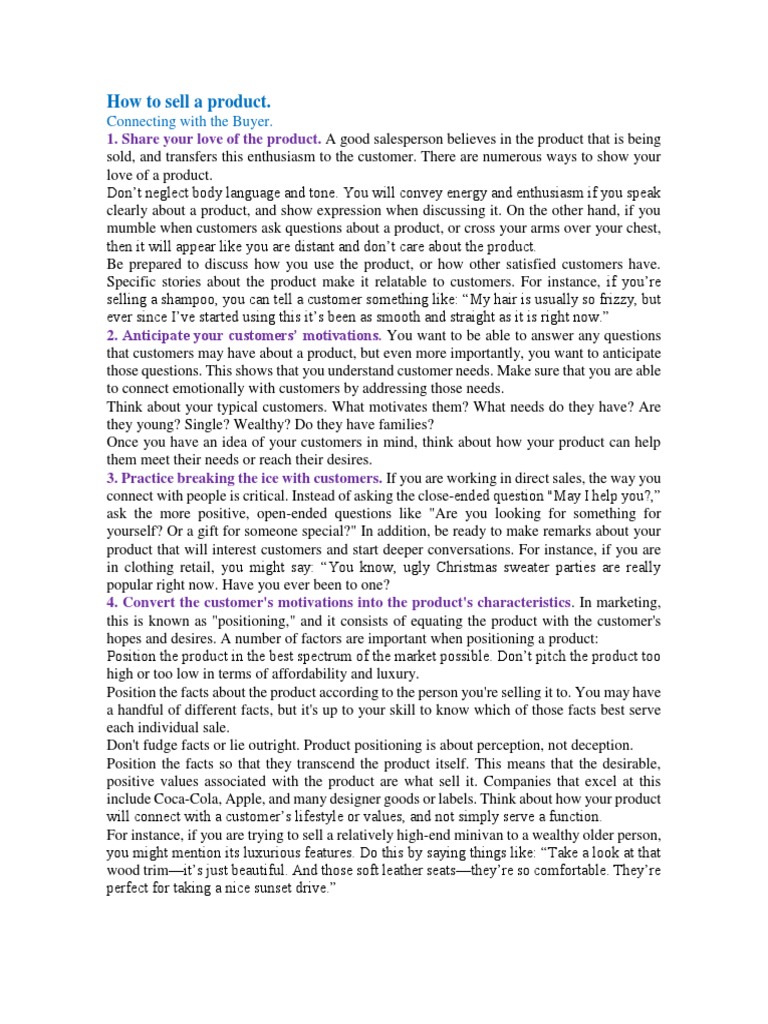 How To Sell A Product | PDF | Sales | Customer