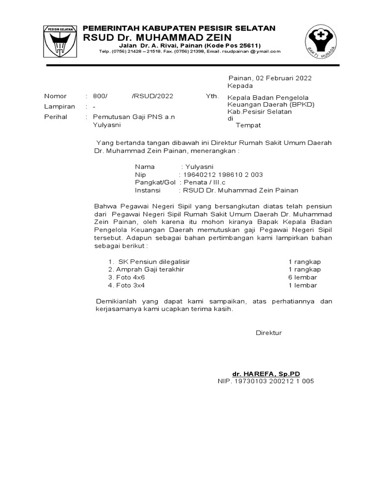 Surat Pemutusan Gaji PNS 2021 | PDF Surat Pemutusan Gaji PNS 2021 | PDF