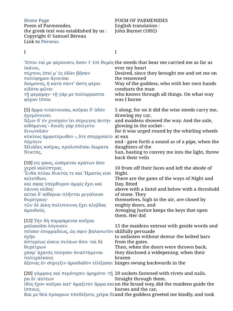 Poem of Parmenides | PDF