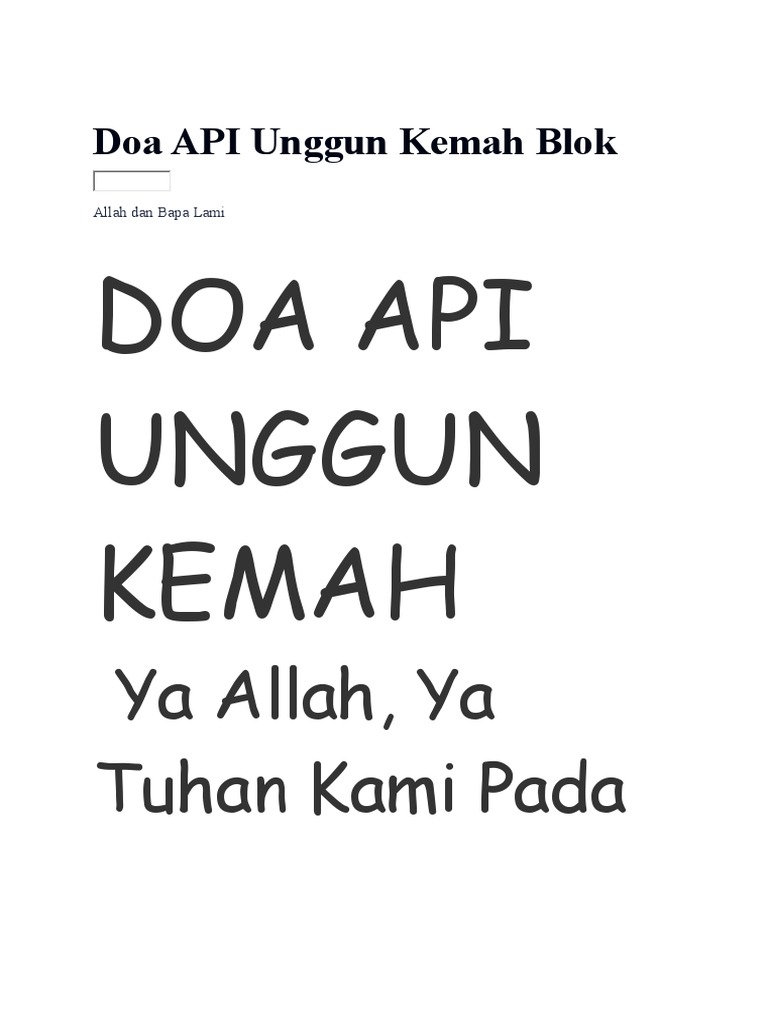 Doa Api Unggun Kemah | PDF