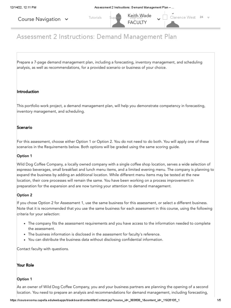 Assessment 2 Instructions - Demand Management Plan - .. | PDF | Coffee ...