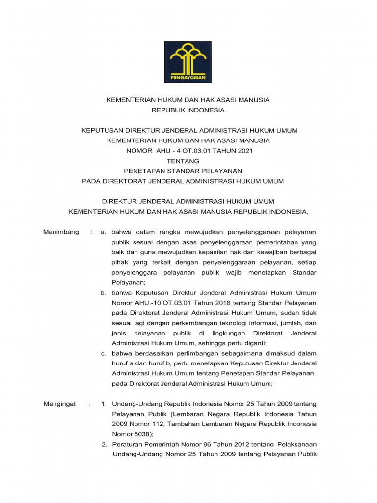 SK Dirjen SP Ditjen AHU Tahun 2021 | PDF