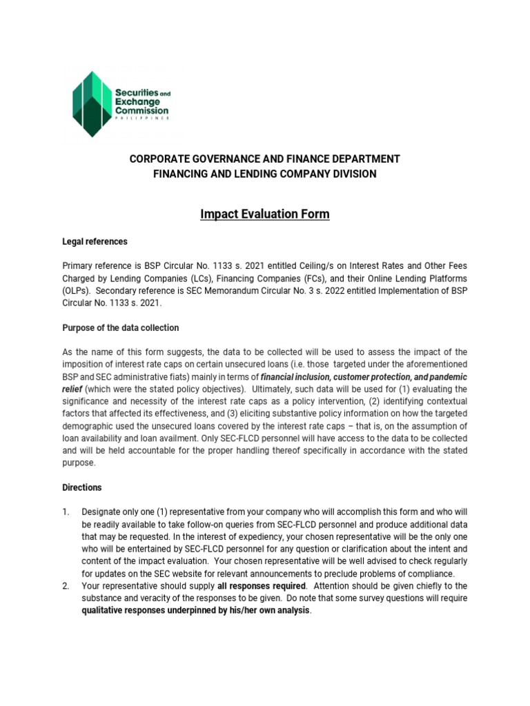 Impact Evaluation Report for Loans 2022 | PDF | Loans | Interest