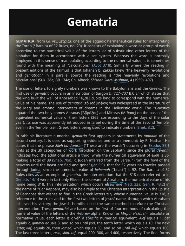 Gematria | PDF | Kabbalah | Jews And Judaism