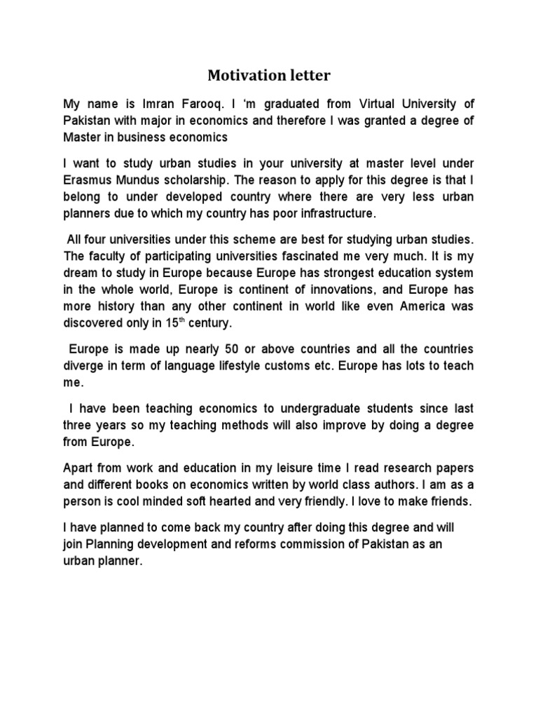 Motivation Letter | PDF