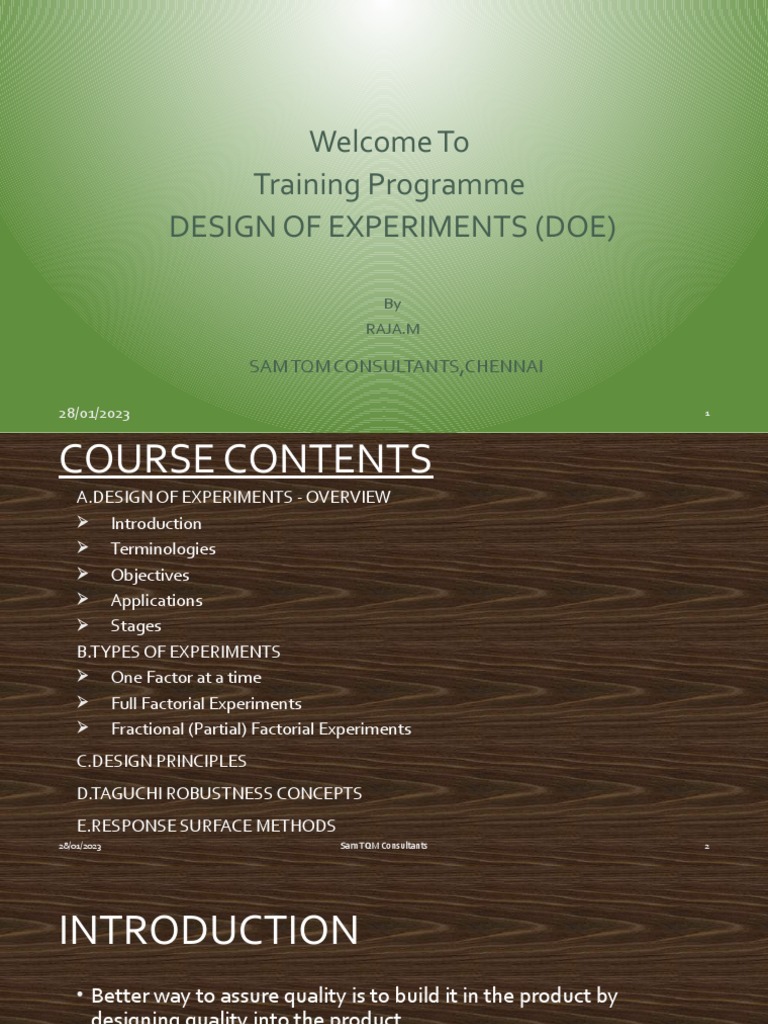 DOE - Presentation | Download Free PDF | Experiment | Dependent And ...