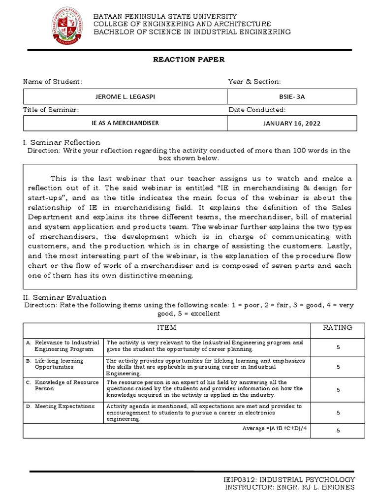 Jerome Legaspi-BSIE3A-REACTION PAPER | PDF