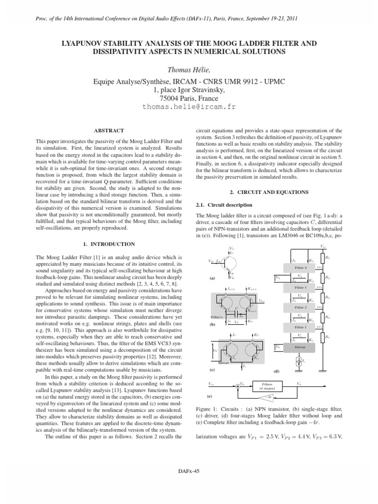 Moog Filter Analysis 2 | PDF | Electrical Network | Resonance