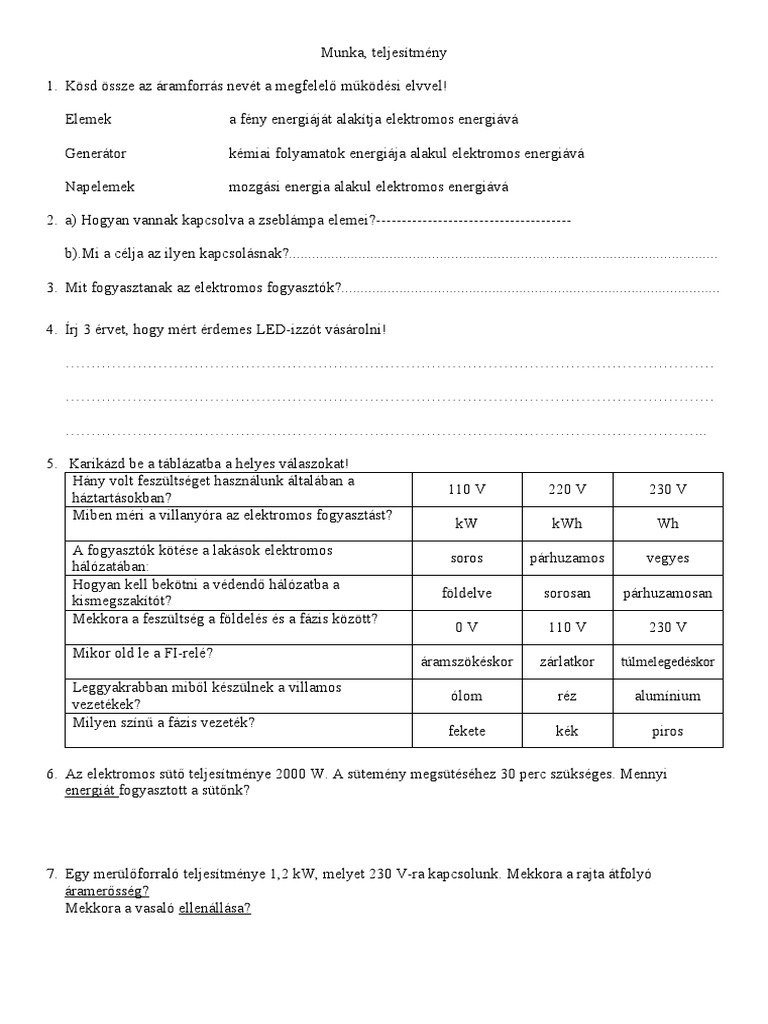 3 - Munka, Teljesítmény | PDF