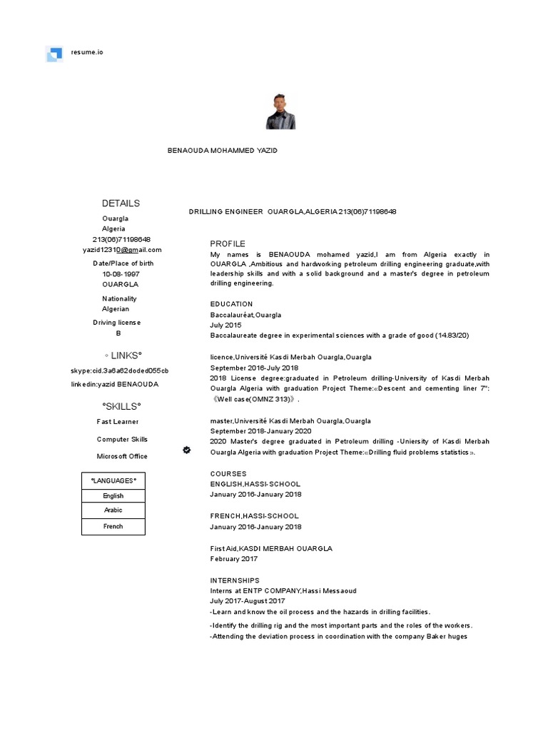 CV Yazid | PDF | Algeria