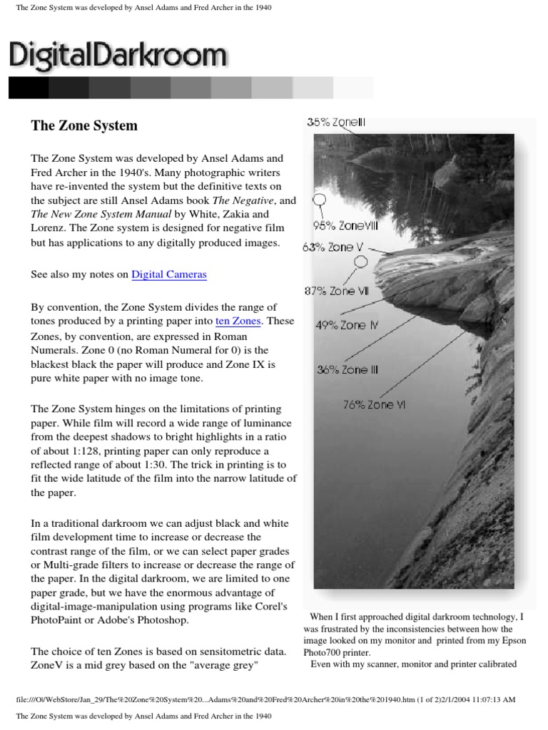 The Zone System - Ansel Adams | Vision | Applied And Interdisciplinary ...