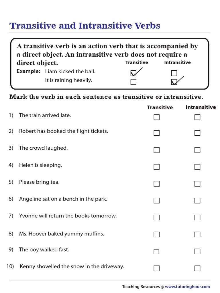 Transitive vs Intransitive Verbs Guide | PDF | Language Arts & Discipline