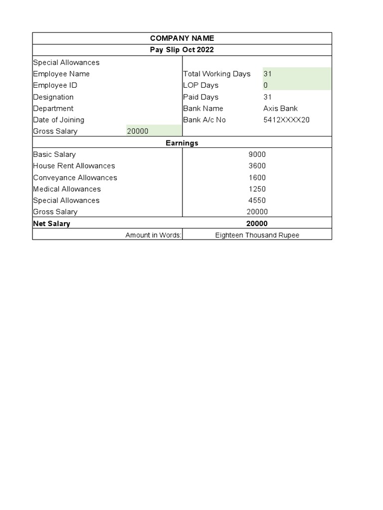 An Insightful Breakdown of Earnings and Deductions for the Month of October 2022 | PDF