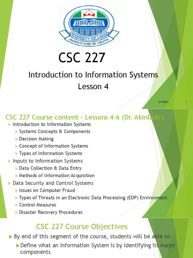 CSC 227 Notes Chapter 4 DR Akinlade 2021 | PDF | System | Information ... CSC 227 Notes Chapter 4 DR Akinlade 2021 | PDF | System | Information ...