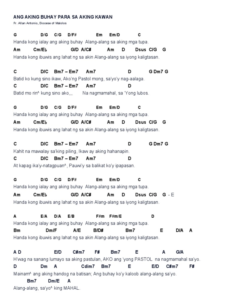 ANG AKING BUHAY PARA SA AKING KAWAN Chords | PDF