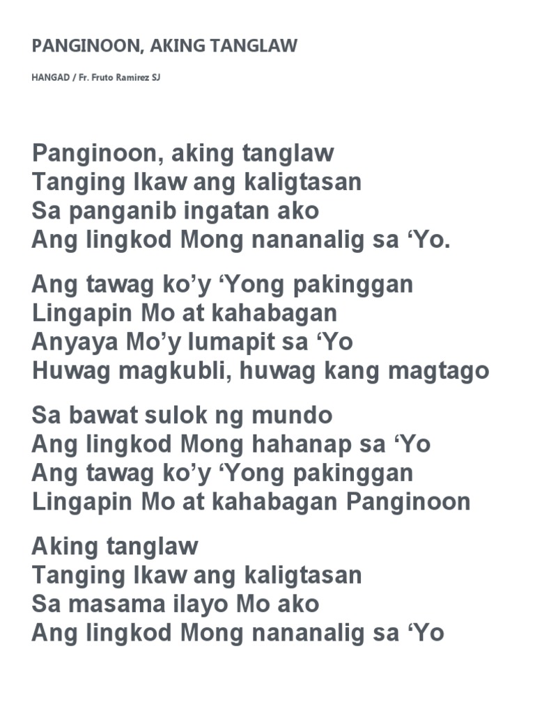 PANGINOON Aking Tanglaw | PDF