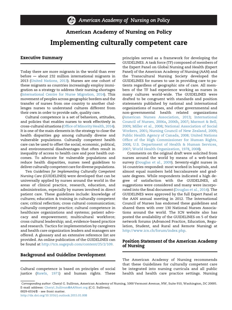 Culturally Competent Care | PDF | Nursing | Health Care