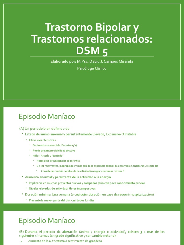 Trastorno Bipolar y Trastornos Relacionados-DSM 5 v3 | PDF | Manía ...