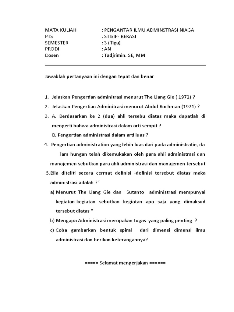 Uts Pengantar Ilmu Adm - Niaga Smt.3 | PDF | Karier & Perkembangan