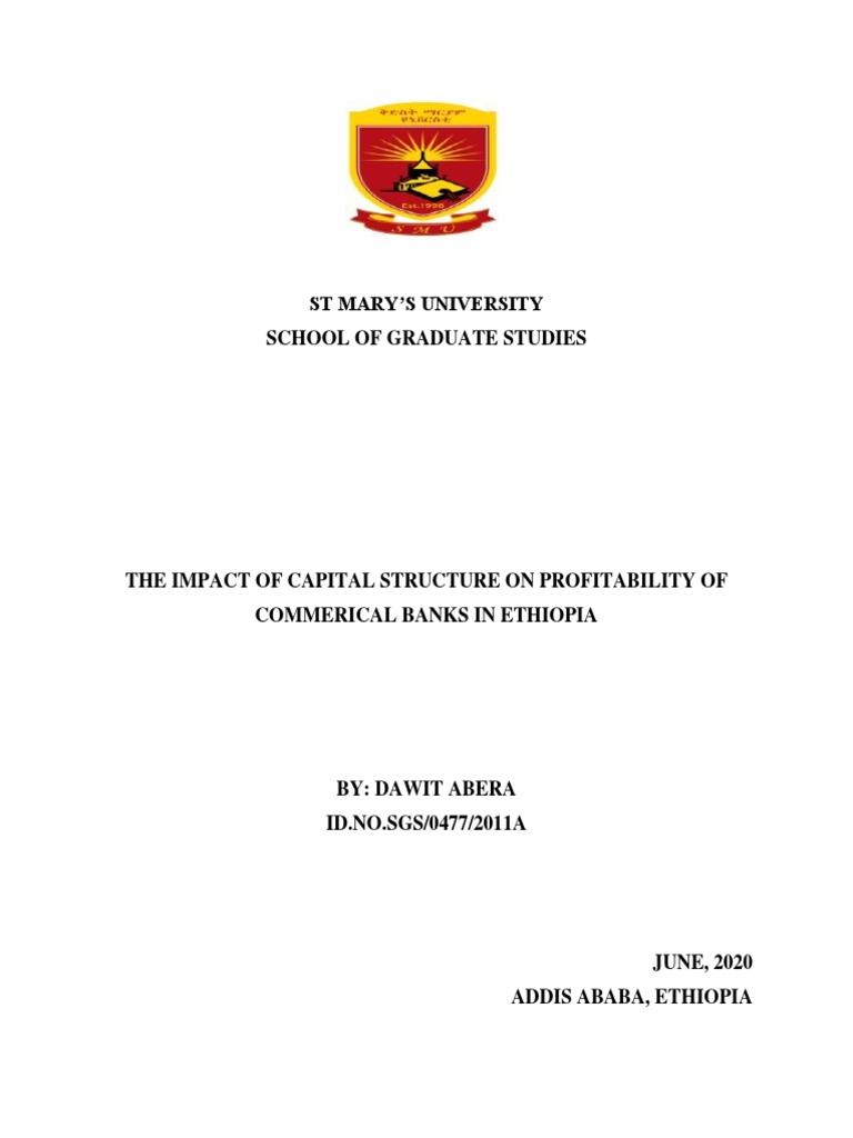 Dawit Abera - Thesis Final 2020 | PDF | Equity (Finance) | Capital Structure