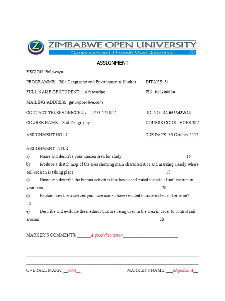 GIFT MURIPO - 1308827 - Assignsubmission - File - HGES307 Assignment 2 | PDF | Agriculture | Soil