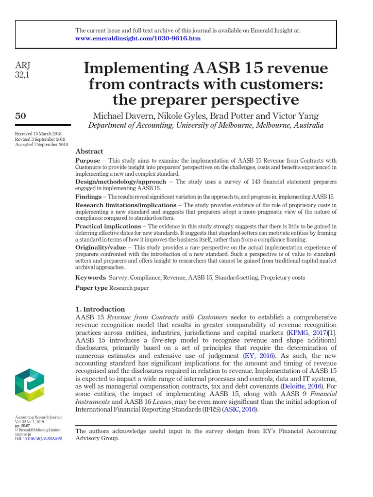 Implementing AASB15 Revenue From Contracts With Customers The Preparer ...