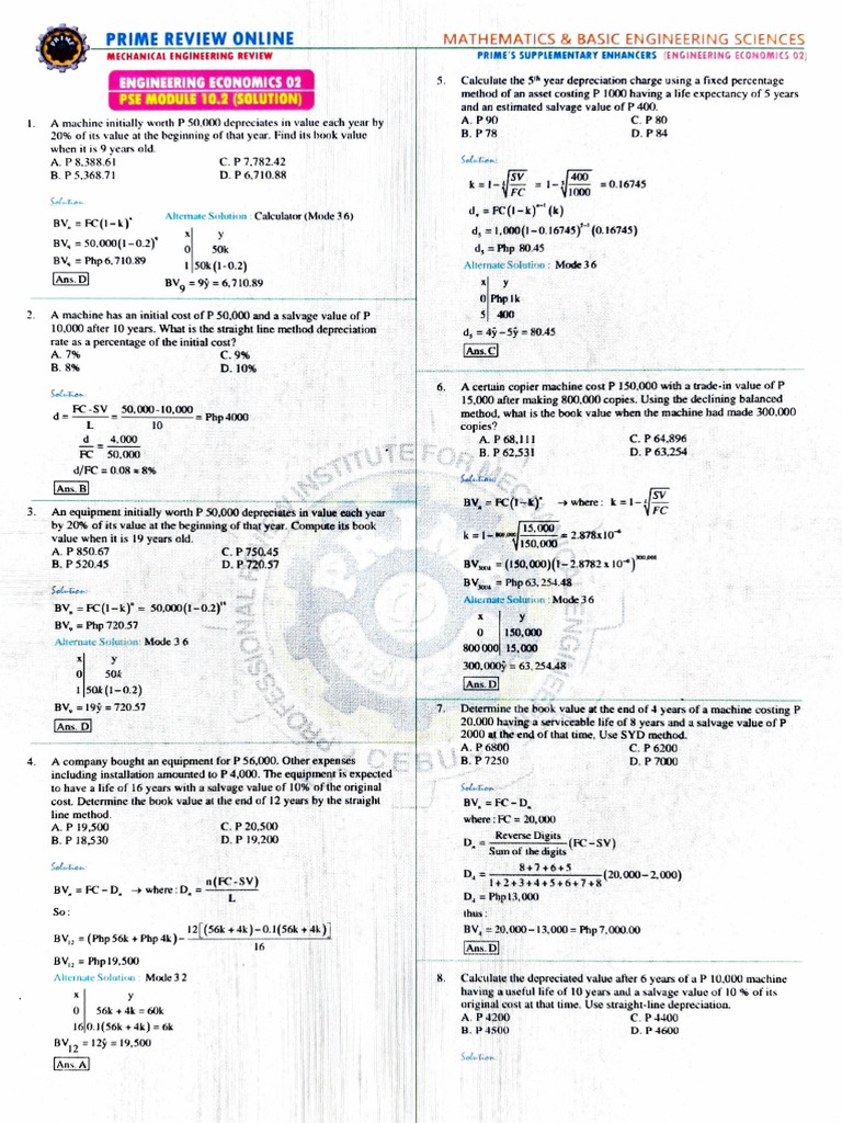 10.2 Engineering Economics 02 Solution | PDF | Depreciation | Accounting