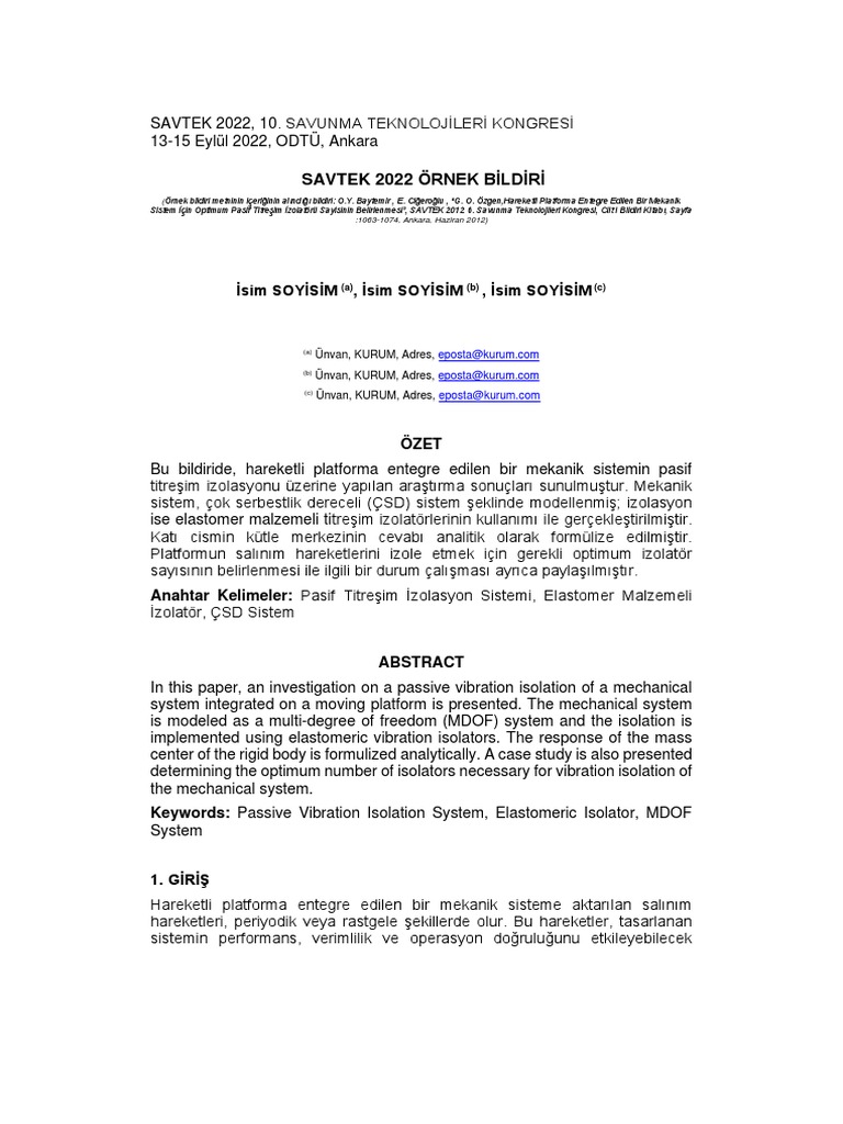 SAVTEK2022 Ornek Bildir2 | PDF