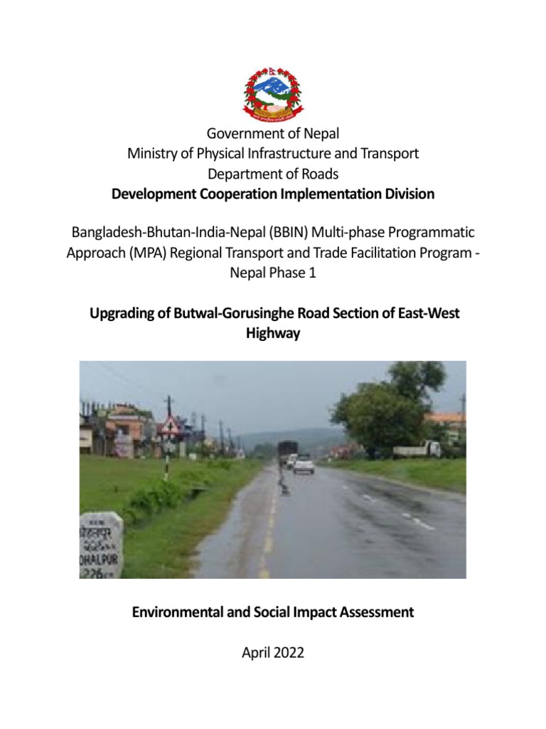Final ESIA Study For Upgrading of Butwal-Gorusinghe Road Section of E-W ...