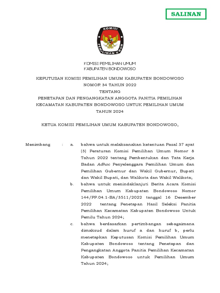 SK Penetapan Dan Pengangkatan PPK | PDF