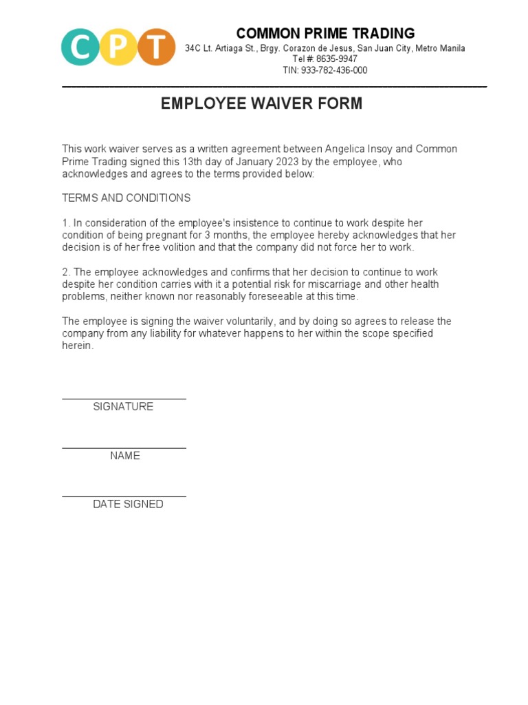Employment Waiver | PDF