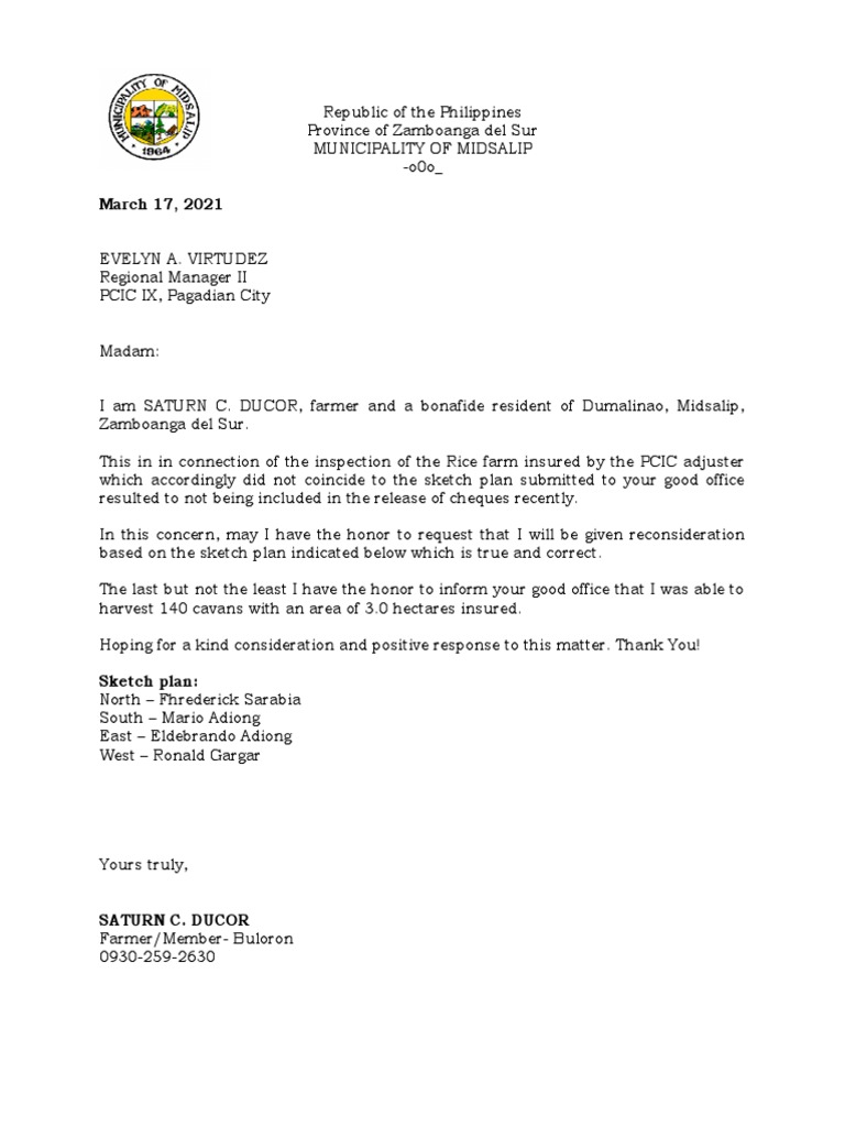 Reconsideration Letter PCIC | PDF