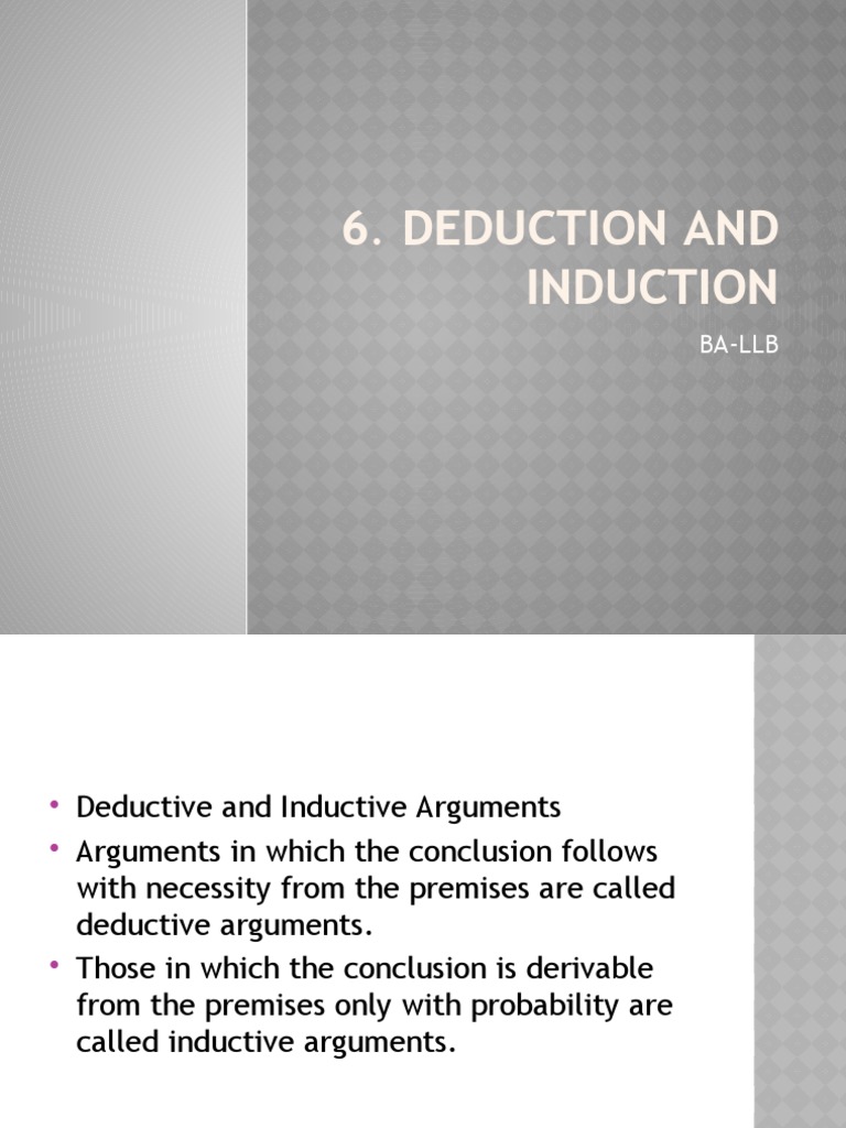 Deduction and Induction - LLB Legal English | PDF | Argument | Deductive Reasoning