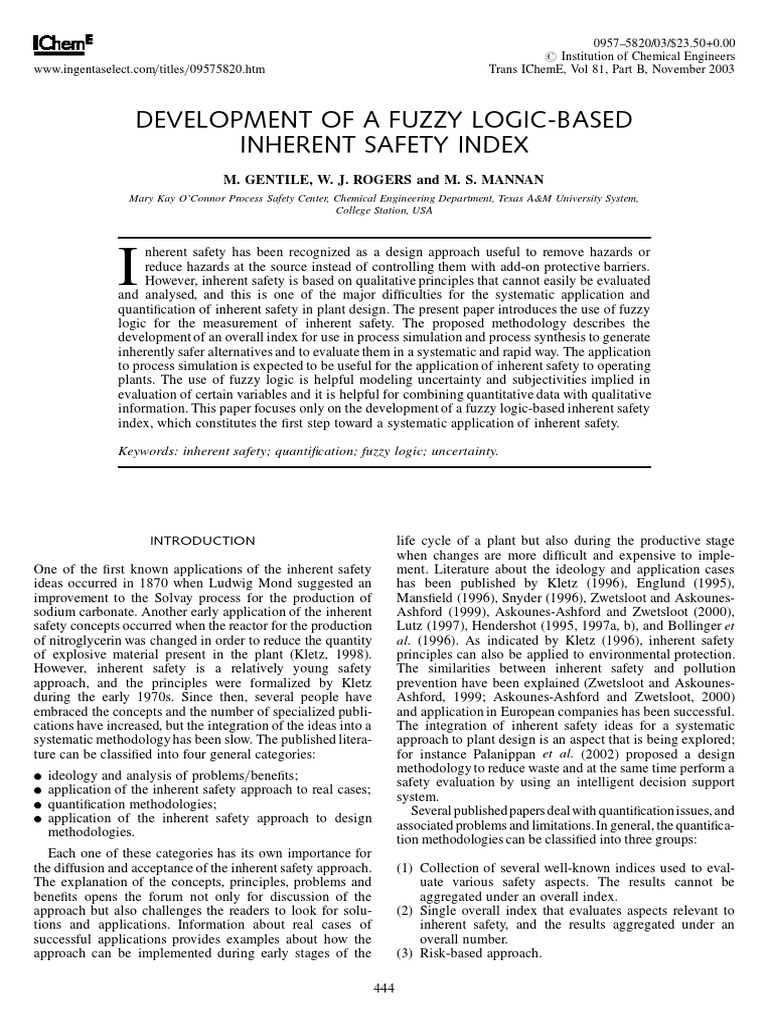 Development of A Fuzzy Logic Based Inher - 2003 - Process Safety and Environment | Descargar ...